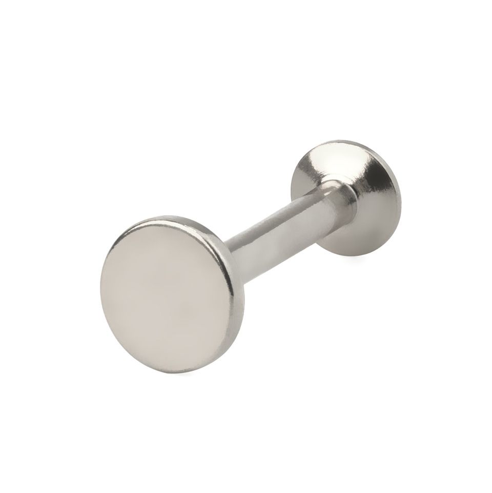 Stylish internally threaded labret with a top flat disc