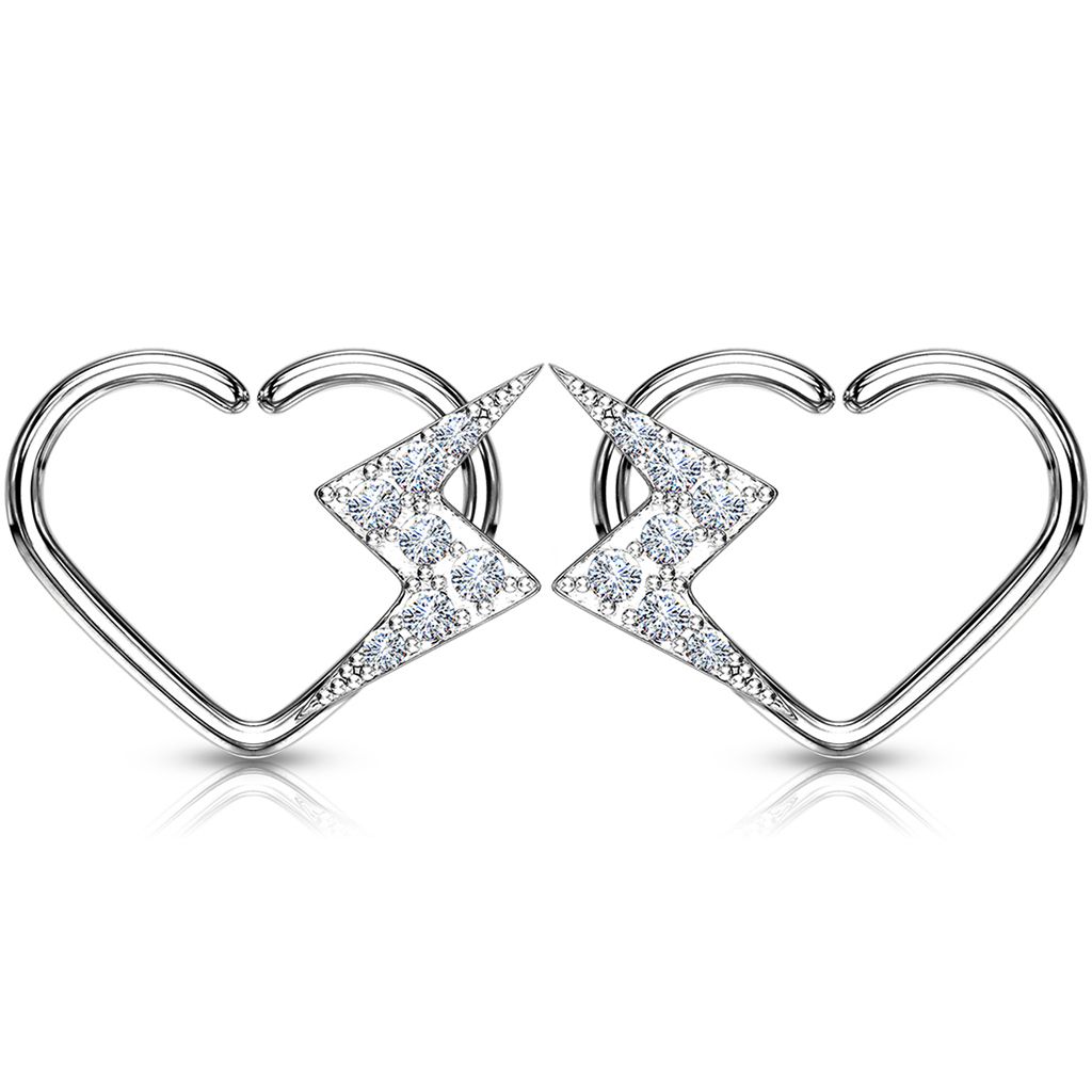 Cute heart-shaped piercing with lightning - Perfect for your daith-piercing