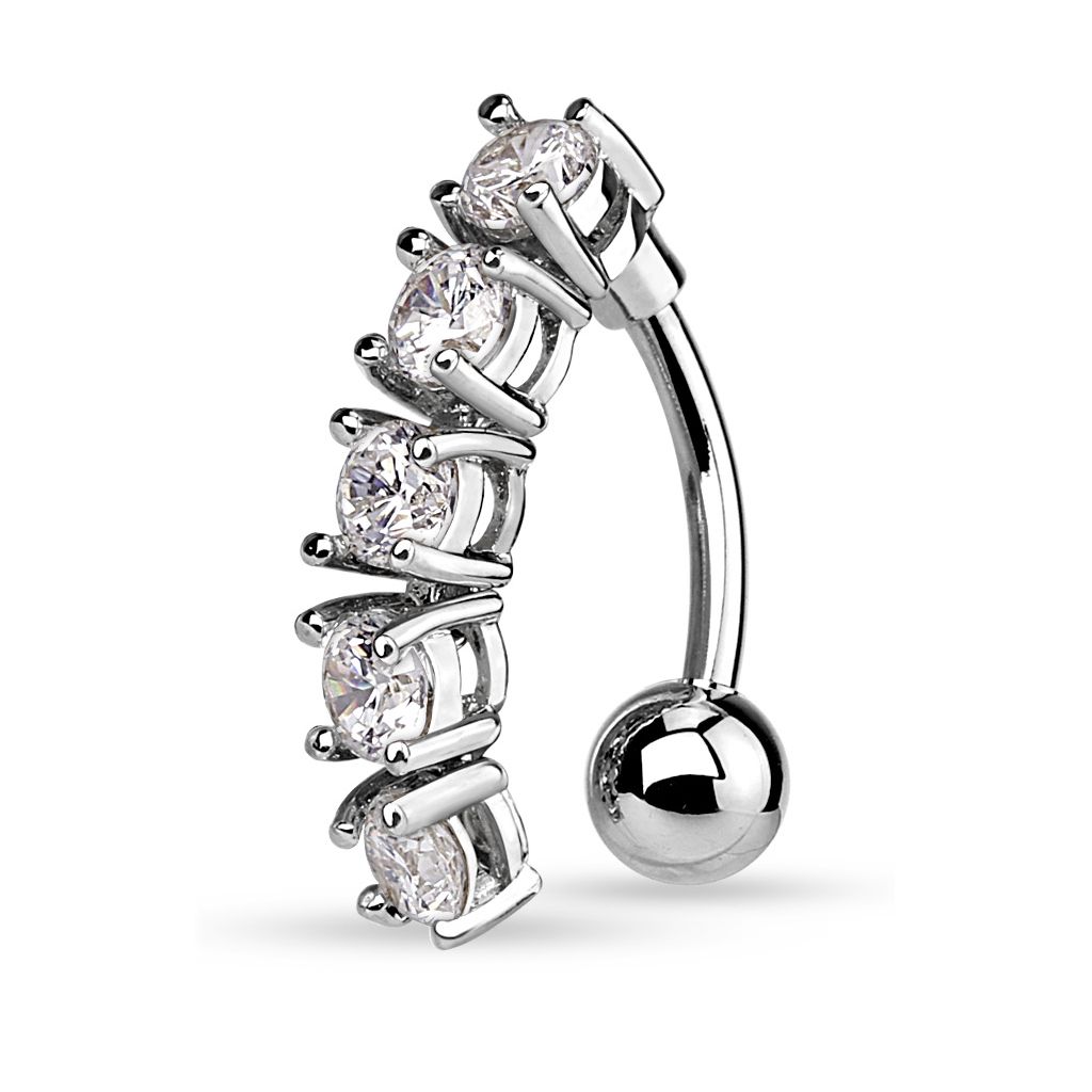 Beautiful belly button ring articulated with five stones