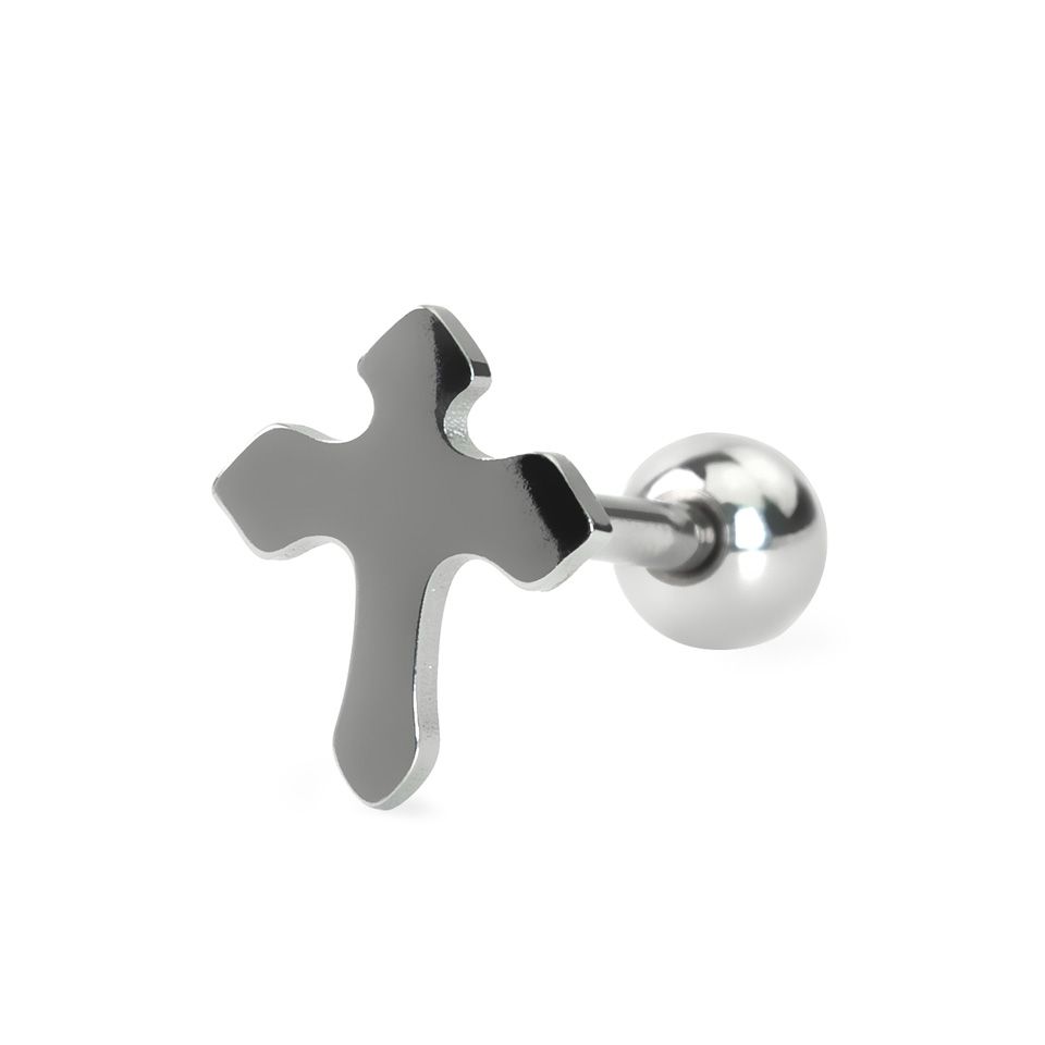 Aesthetic tongue barbell with cross