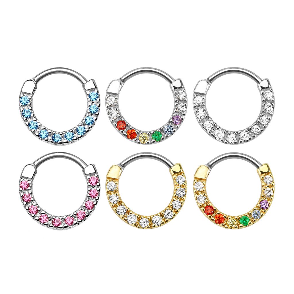 Stunning septum clicker with 10 sparkling stones in different color ...