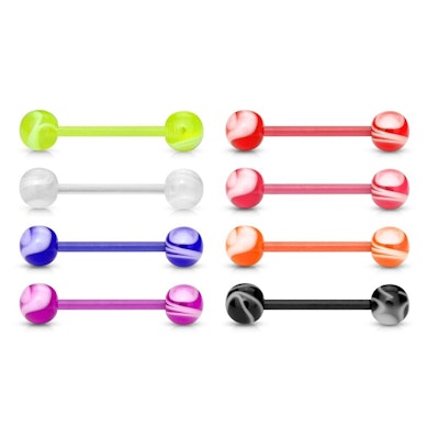 Great set of 8 tongue barbells in different colors