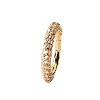 Stunning 14K gold hinged ring paved with CZ stones