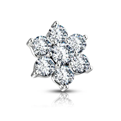 Cute dermal top with stones that resemble a flower